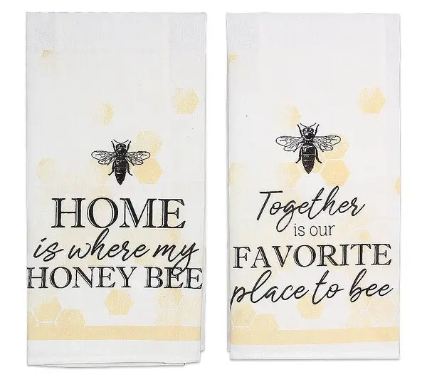 YOUNG'S INC. Young's Inc Set Of 2 Bee Tea Towels - One-color
