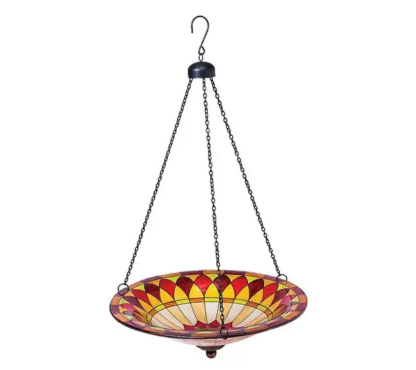 EVERGREEN 14' Glass Hanging Birdbath, Tiffany Evergree - One-color