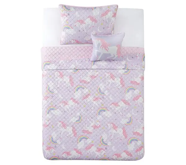 MY WORLD Rainbow Unicorn Full 4-piece Quilt Set