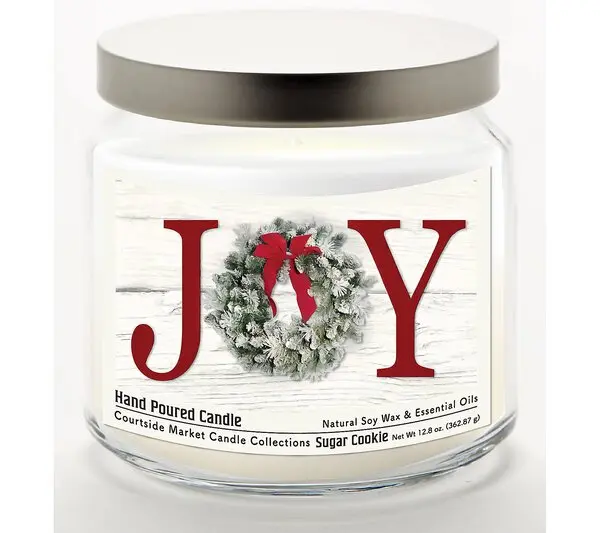 COURTSIDE MARKET Christmas Joy Candle Glass Jar 12.8 Oz - One-color