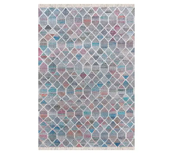OX BAY TRADING CO. Ox Bay Mosaic Lattice 2' X 3' Wool Dhurrie Area Rug - One-color