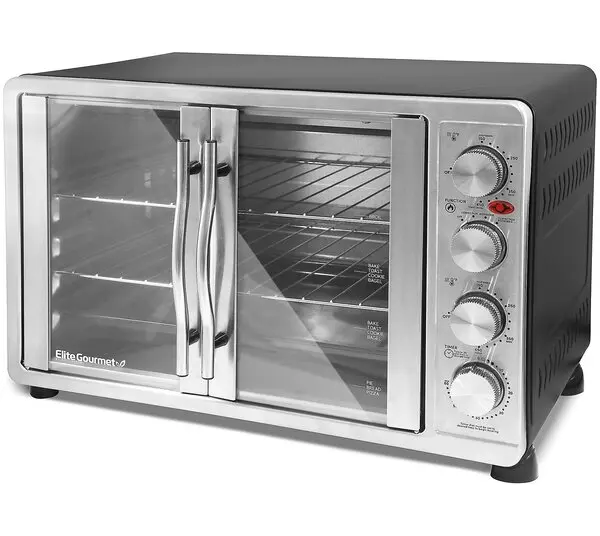 ELITE Gourmet Double Door Oven With Rotisserie Nd Convection - One-color