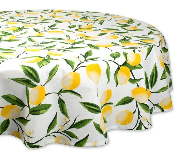 DESIGN IMPORTS Lemon Bliss Print Tablecloth 70' Round - One-color
