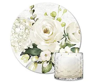 COURTSIDE MARKET Courtside White Flower 8'x8' Art Board & 13.5 O Z Candle - One-color