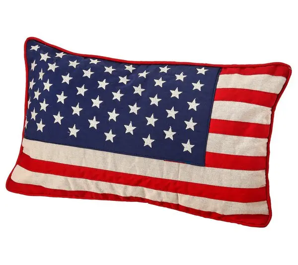 VALERIE PARR HILL American Flag Lumbar Pillow 12' X 22' Valeri E - One-color
