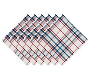 DESIGN IMPORTS Set Of 6 Lighthouse Plaid Napkin - One-color