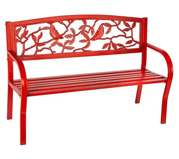 PLOW & HEARTH Cardinals Metal Garden Bench - One-color
