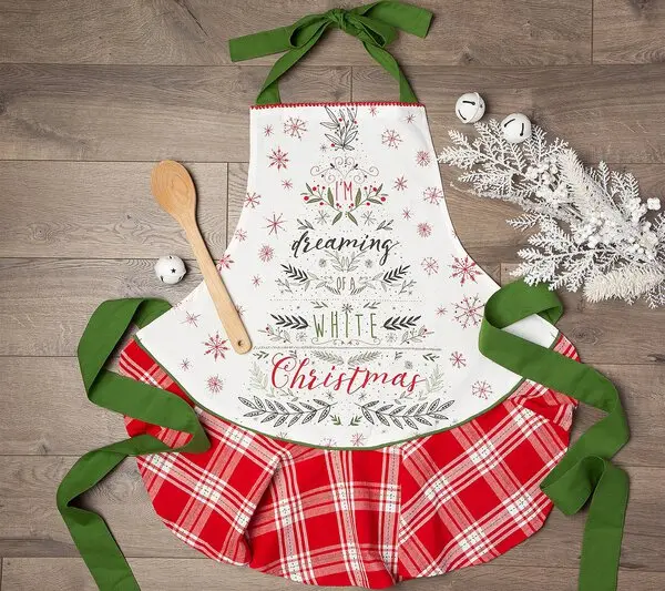 DESIGN IMPORTS White Christmas Ruffle Apron