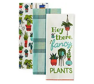 DESIGN IMPORTS Set Of 3 Hey There Fancy Plants Itchen Towels - One-color