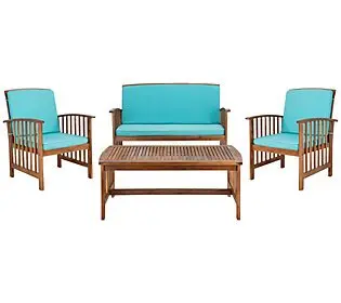 SAFAVIEH Rocklin 4 Piece Outdoor Conversation Set Saf Vieh - One-color