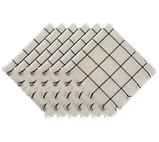 DESIGN IMPORTS Set Of 6 Check Fringed Napkins - One-color