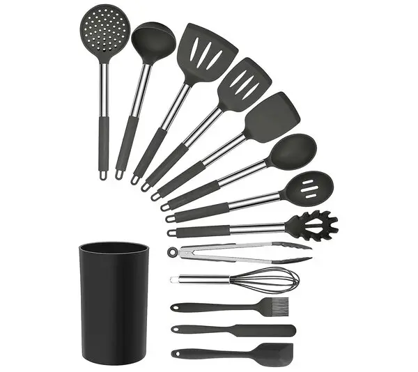 MEGACHEF 14 Pc Silicone & Stainless Steel Utens Il Set - Silver