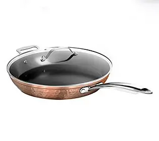 ORGREENIC 14' Hammered Rose Gold Pan With Lid - One-color