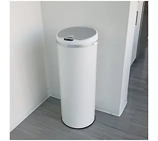 ITOUCHLESS Round 13-gallon Deodorizer Trash Can White