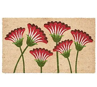 NATURE MATS BY GEO Red Floral Doormat With Pvc Backing - One-color