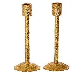 COPA JUDAICA Hammered Gold Candle Stick Holders - One-color