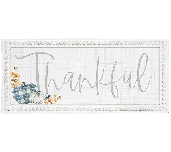 SINCERE SURROUNDINGS Thankful Blue Gingham. Beaded Art Sincere Su Roundings - One-color
