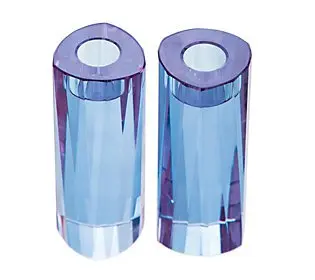 COPA JUDAICA Blue Crystal Candle Holders - One-color
