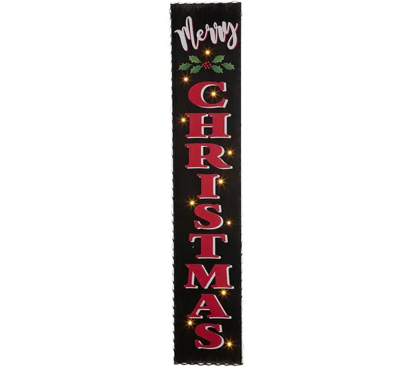 GLITZHOME 42' Merry Christmas Led Lighted Chris Mas Porch Sign - One-color