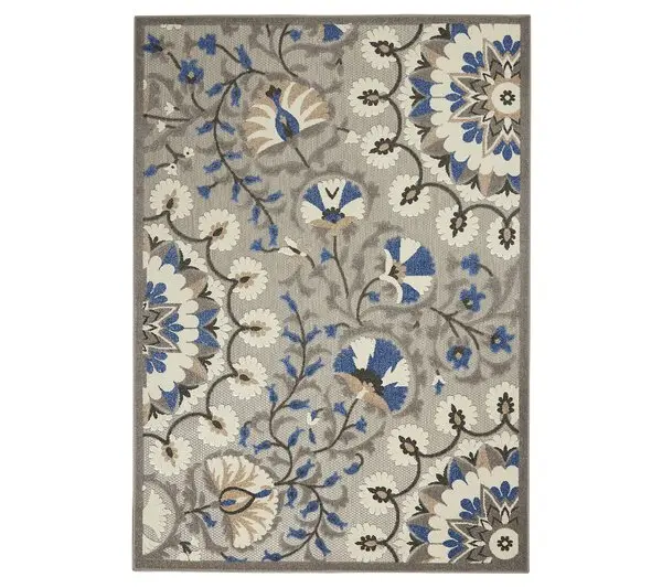 HOMEROOTS 5'3' X 7'5' Gray & Blue Vines Indooro Tdoor Area Rug - One-color
