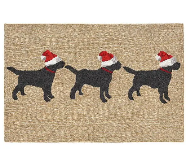 LIORA MANNE Frontporch 3 Dogs Christmas Rug Neu Tral 30' X 48 - One-color