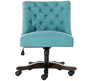 SAFAVIEH Soho Light Blue Tufted Swivel Desk Chair Saf Avieh - One-color
