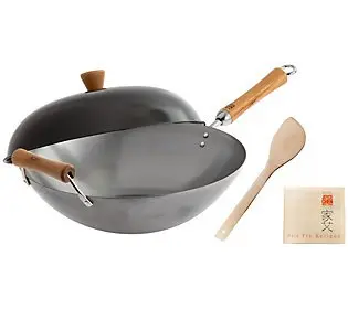 JOYCE CHEN Uncoated Carbon Steel Wok Set With L Id - One-color