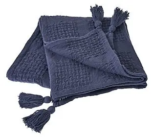OX BAY TRADING CO. Ox Bay Trading Solid Modern Interwoven Fringed Hrow Blanket