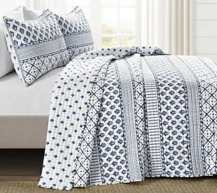 LUSH DECOR Monique Stripe 3pc King Quilt Set By