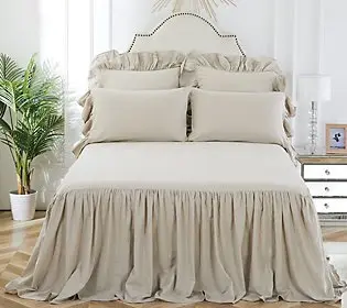 C&F HOME Ruffled Queen Bedspread Natural