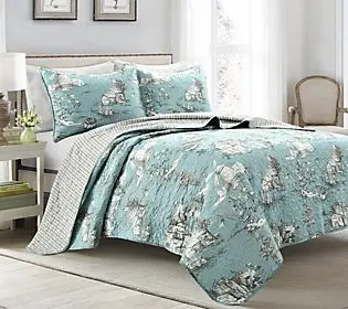 LUSH DECOR French Country Toile Cotton 3pc King Quilt Set - One-color