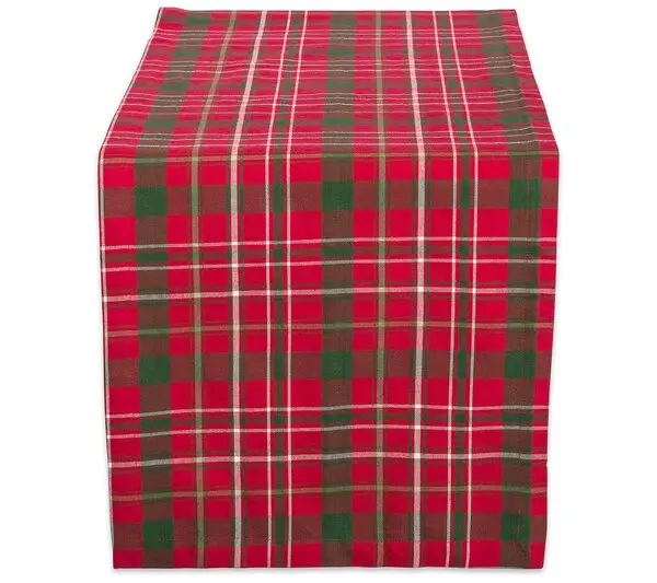 DESIGN IMPORTS Tartan Holiday Plaid Table Runne R 14' X 108 - One-color