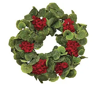 GERSON INTERNATIONAL 24' Fabric Geranium Twig Wreath Gerson Co - One-color