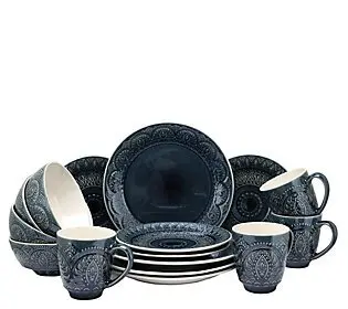 ELAMA Petra 16-piece Stoneware Dinnerware Set - One-color
