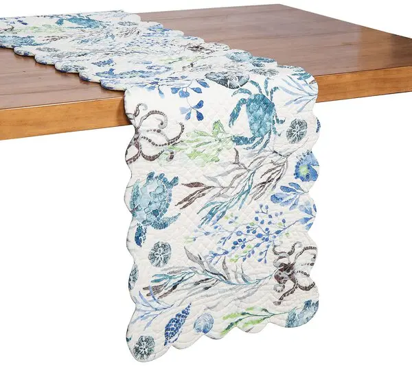 VALERIE PARR HILL 14' X 51' Crescent Bay Reversible Table Runner Valerie - One-color