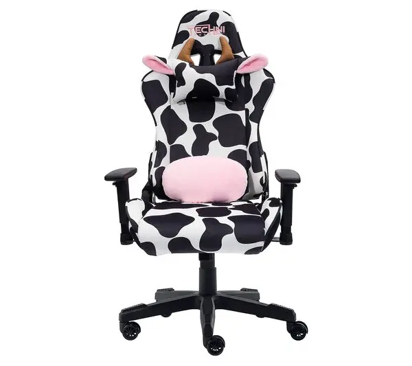 TECHNI MOBILI Techni Sport Cow Print Memory Foam Adjustable P Gaming Chair - One-color