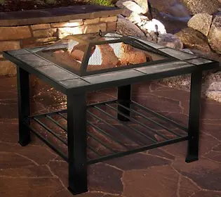 PURE GARDEN 30' Square Fire Pit And Table With Over