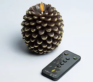 LUMINARA Flameless Pinecone Figural Candle With Remote Control - One-color