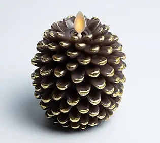 LUMINARA Flameless Pinecone Figural Candle With Remote Control