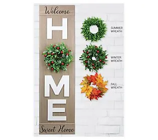 YOUNG'S INC. Young's Wood Home Sign With 3 Interchangeable W Reaths - One-color