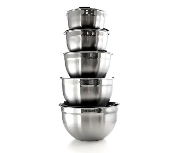 MEGACHEF 5-piece Stackable Mixing Bowl Set With Lids - One-color