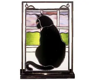 MEYDA Tiffany Style Cat Mini Window Panel And Display - One-color