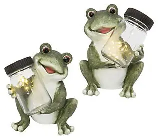 GERSON INTERNATIONAL S/2 8.6'h Solar Lighted Frogs Gerson Co - One-color