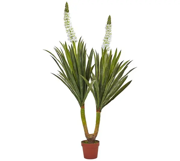 NEARLY NATURAL 57' Yucca Plant With 78 Leaves & 2 Flowers N Early Natural - One-color