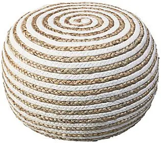 OX BAY TRADING CO. Ox Bay Natural Ivory Braided Pouf - One-color