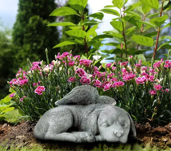 PURE GARDEN Sleeping Angel Dog Memorial Statue