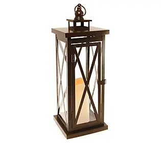 LUMABASE Criss-cross Metal Lantern With Led Fla Meless Candle - One-color