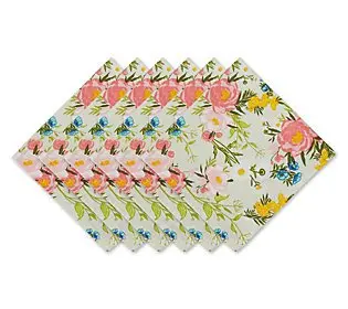 DESIGN IMPORTS Set Of 6 Spring Bouquet Napkins - One-color