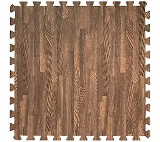 SORBUS Interlocking Floor Mat -wood Grain Print, 12-pc