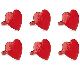 DESIGN IMPORTS 6-pack Red Heart Napkin Ring Set - One-color